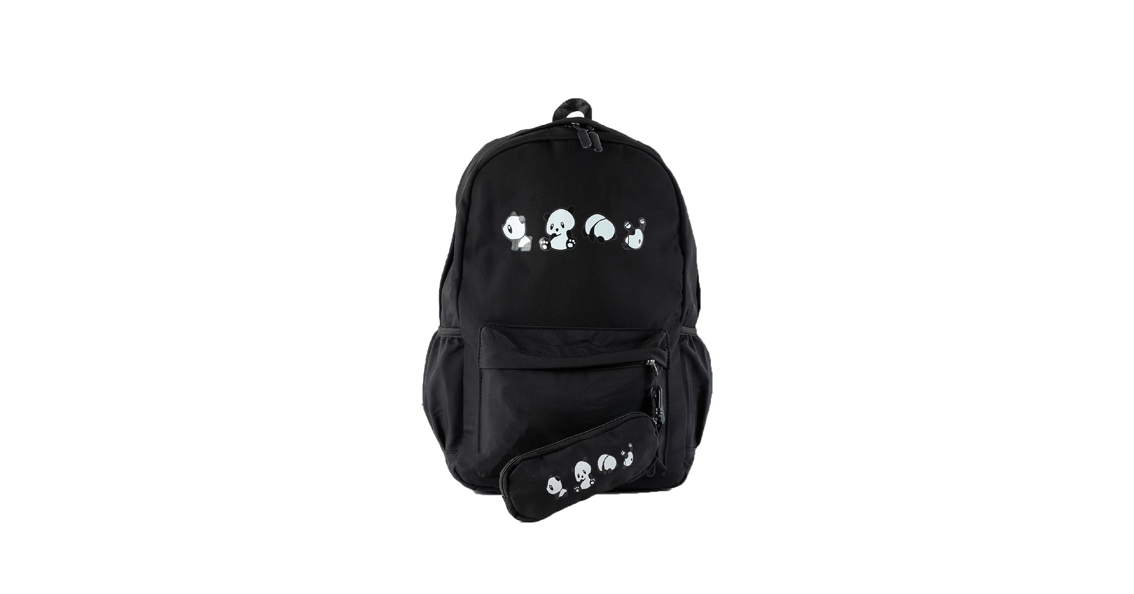 Bonluo Ghiozdan Negru Pentru Școală Cu Penar Atașat Model Ursuleț Panda