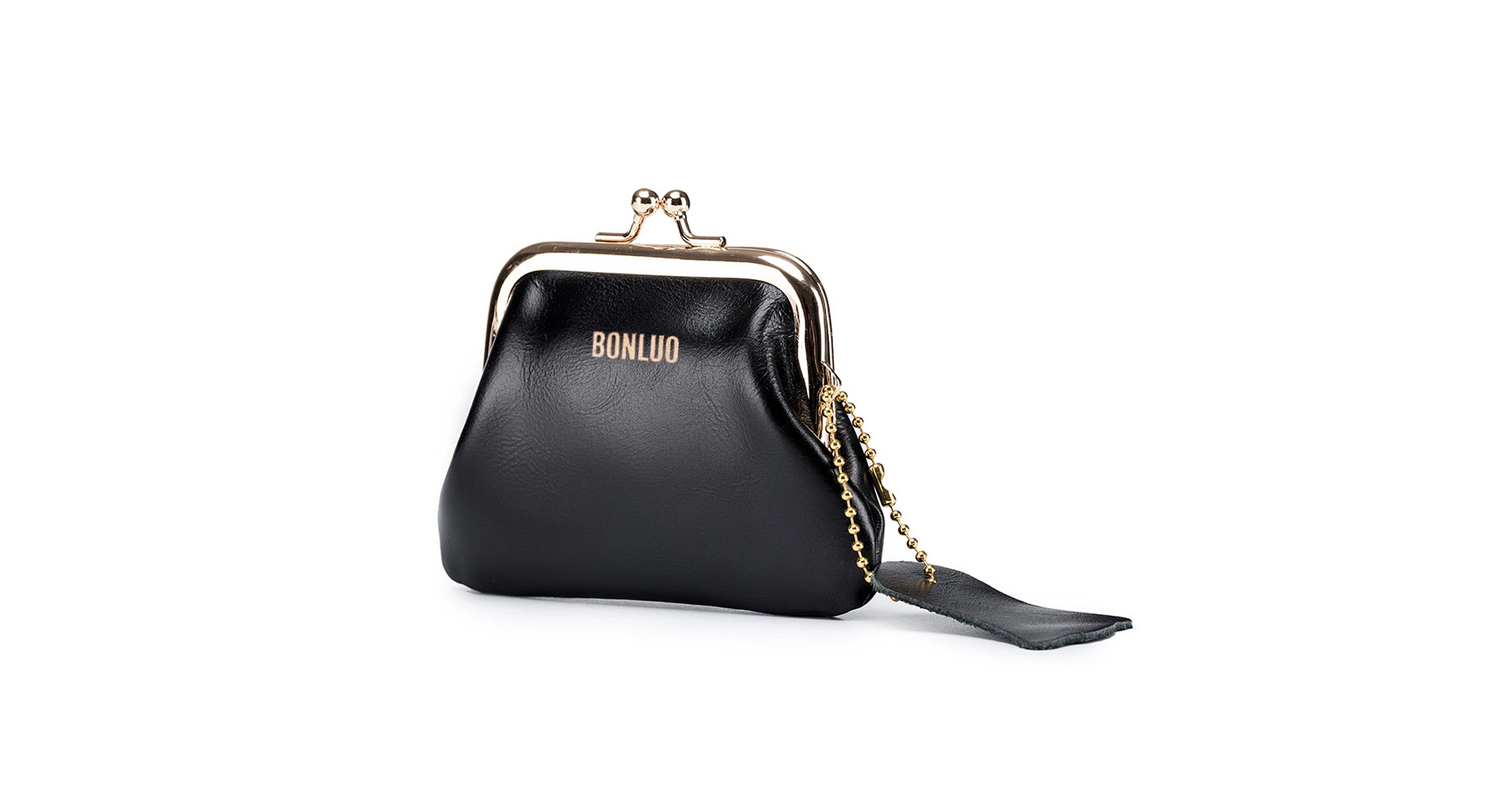 Bonluo Portofel Mini Retro Negru Din Piele Naturală Dimensiuni 8*11*2.5cm