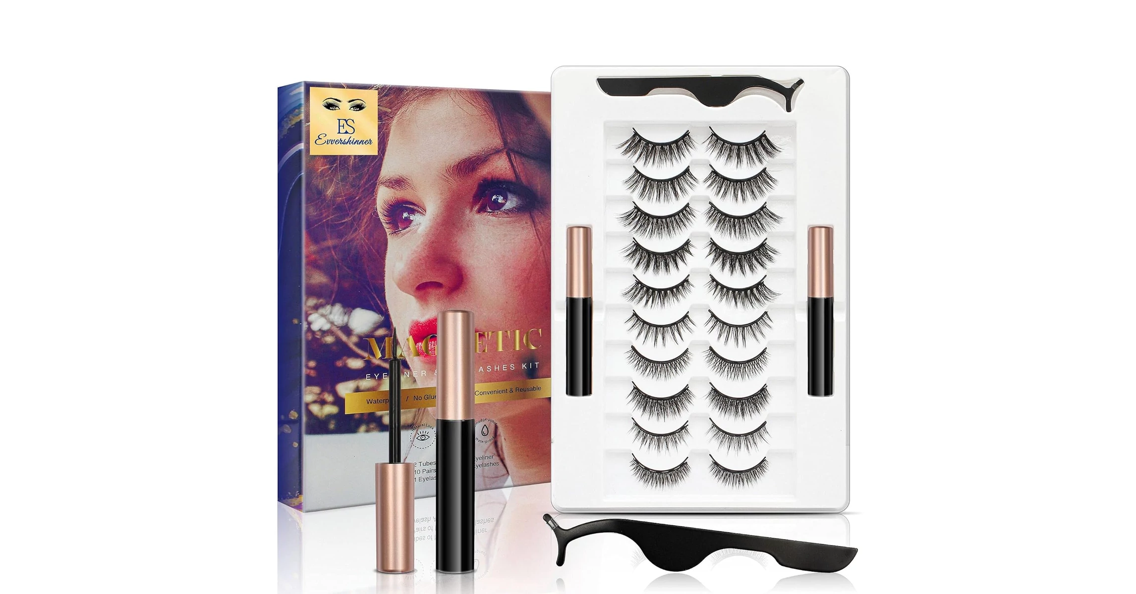 Set 10 Perechi Diferite de Gene False cu Tuș Magnetic și Aplicator Cu ...