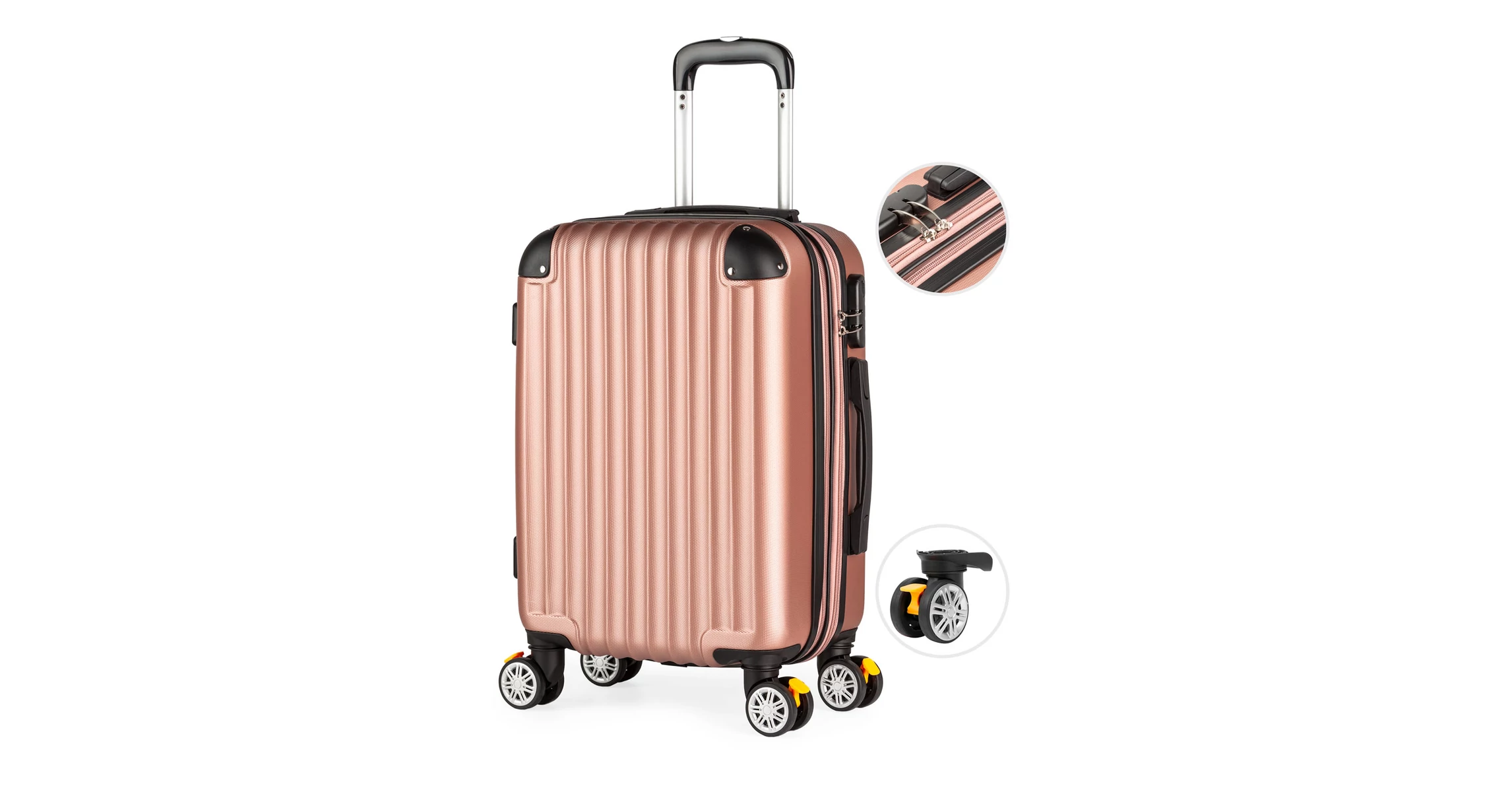 Troler Ormi Rosegold Cu Roți Frânabile Dimensiune Mare Material ABS ...