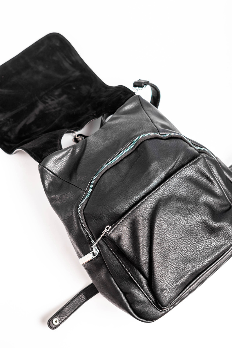 Silvia Rosa Poșetă Damă și Ghiozdan Negru 2-în-1 Din Piele Ecologică