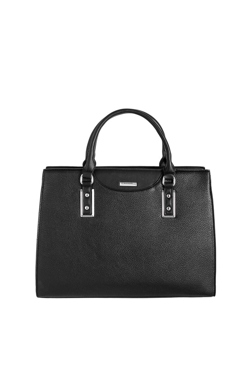 SILVIA ROSA Geantă De Mână/Umăr Neagră Din Piele Ecologică Dimensiune Mare