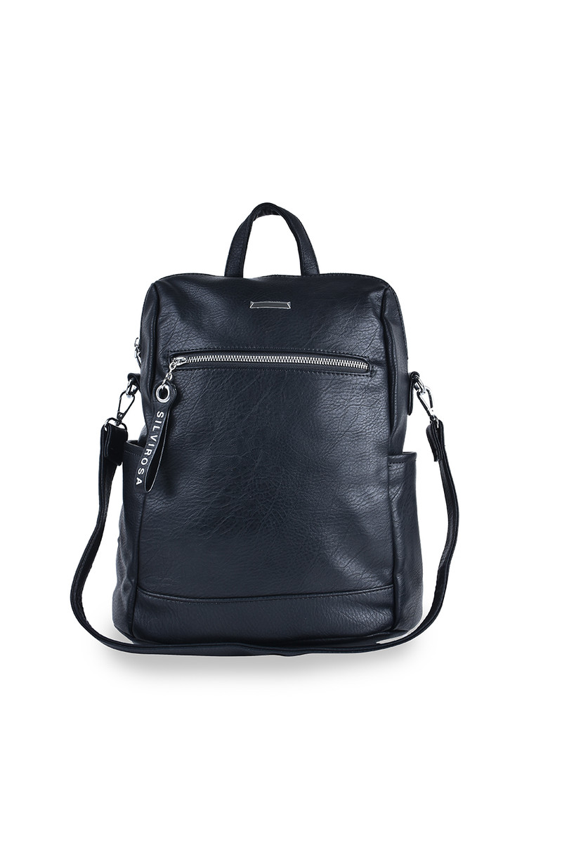 Silvia Rosa Rucsac/Geantă De Umăr Neagră Din Piele Ecologică